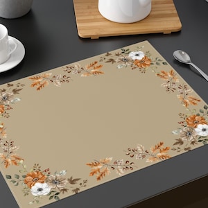 Thanksgiving Placemat Fall Table Placemat Floral Autumn Leaves Table ...