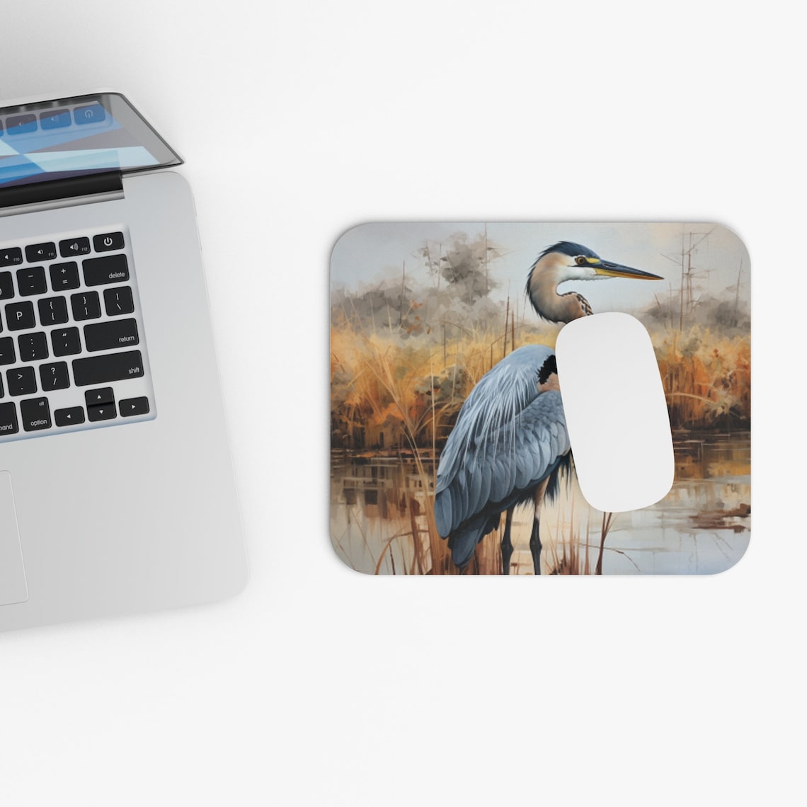 Nature Scene Mousepad Great Blue Heron Mousepad Unique Mousepad for ...