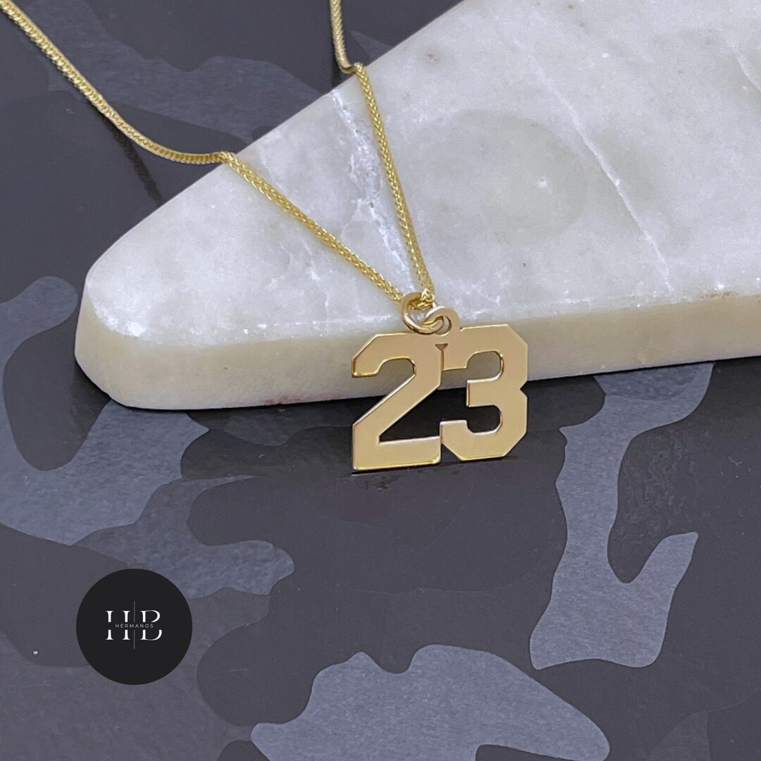 Number Necklace for Men 14K Gold Two Custom Numbers Pendant - Etsy
