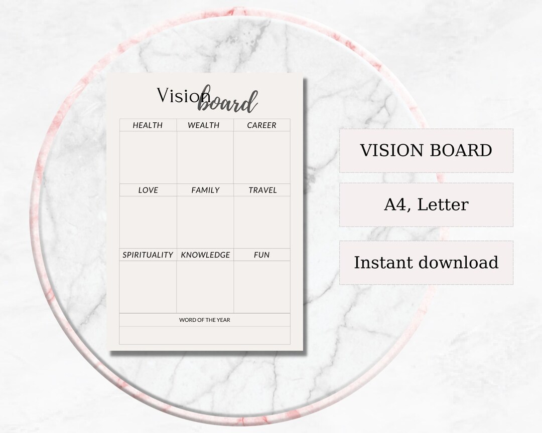 Vision Board Printable Minimalist Vision Board A4 & Letter - Etsy