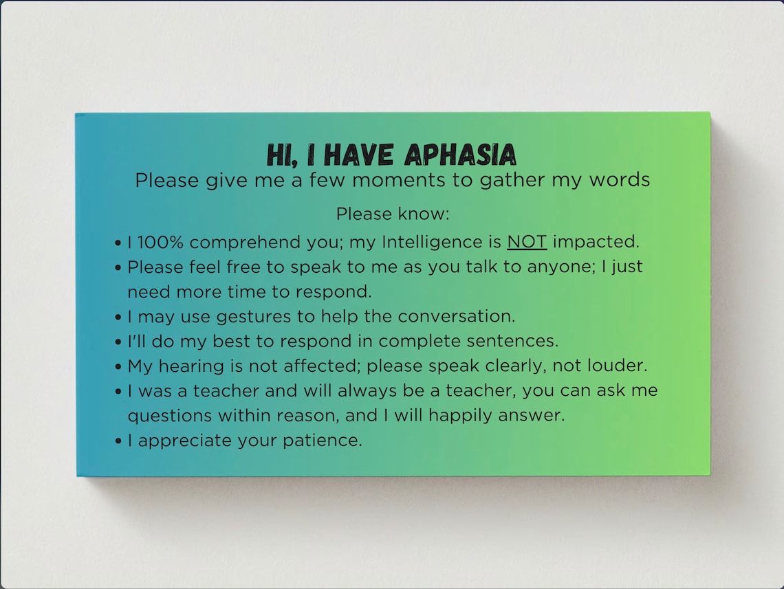 Aphasia Communication Card - Digital - Etsy