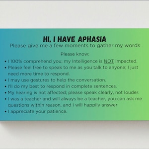 Aphasia Communication Card - Digital - Etsy