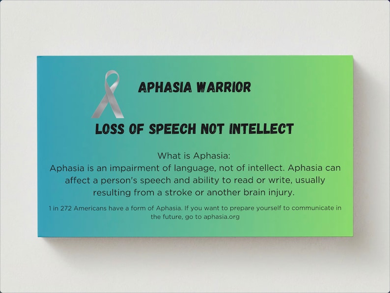Aphasia Communication Card - Digital - Etsy