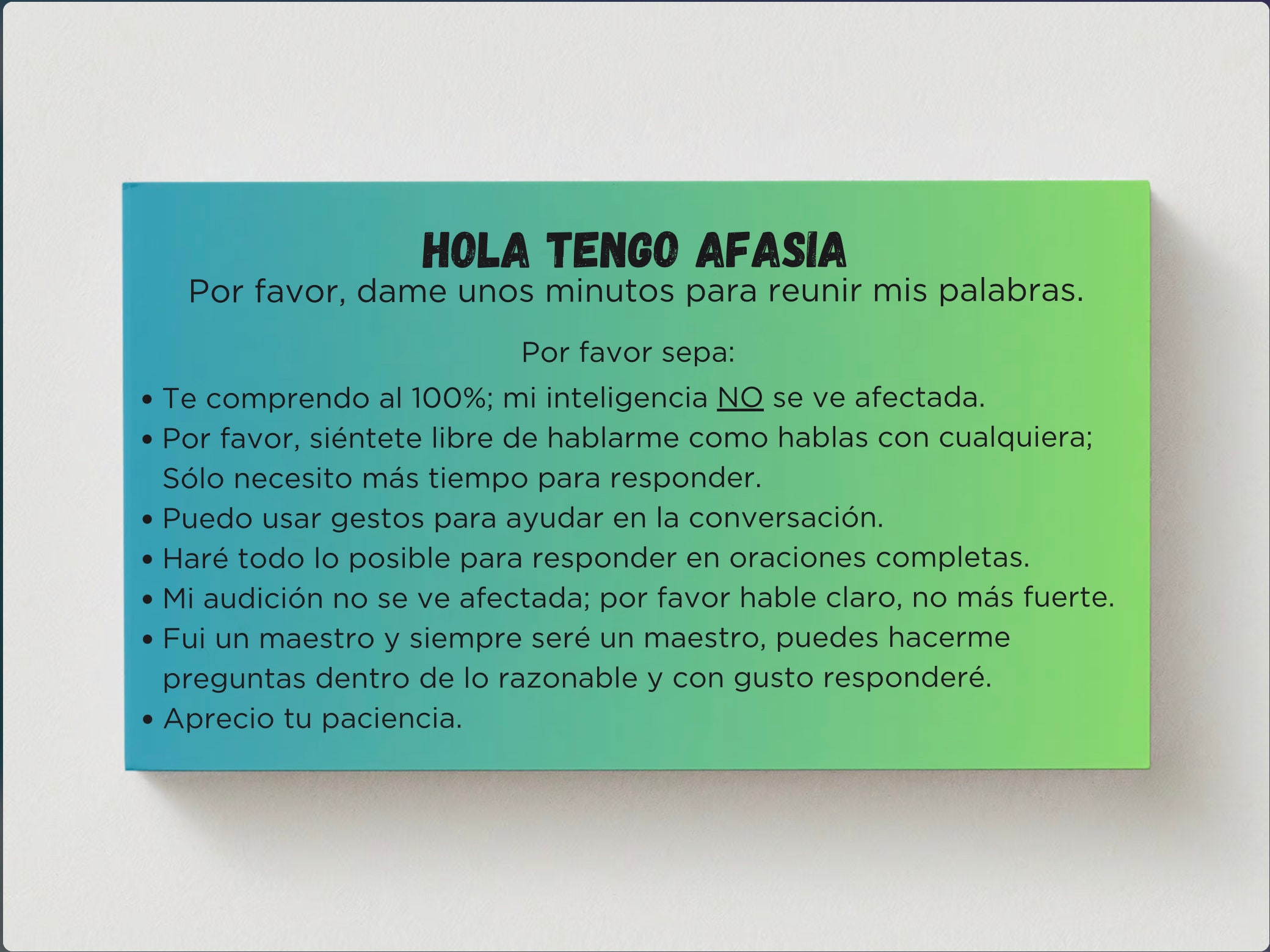 Aphasia Communication Card - Digital - Etsy