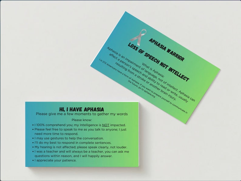 Aphasia Communication Card - Digital - Etsy