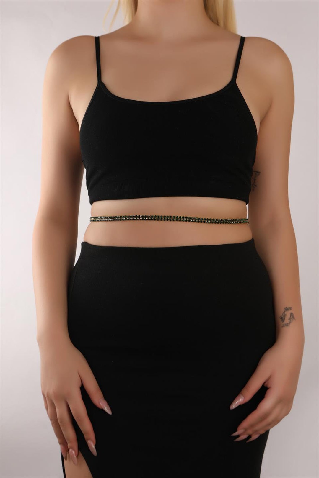 Green Color Waterway 2 Rows Big Stone Waist Chain Stone Waist Chain ...