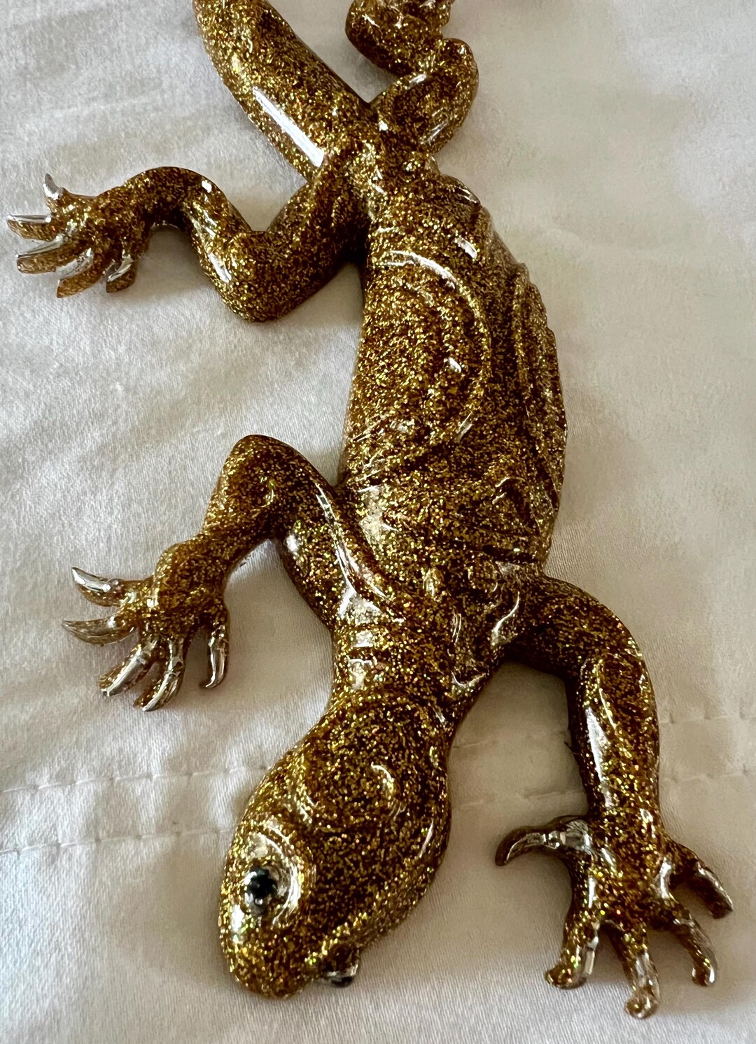 Sparkling Gold Resin Gecko - 7" Long - Etsy
