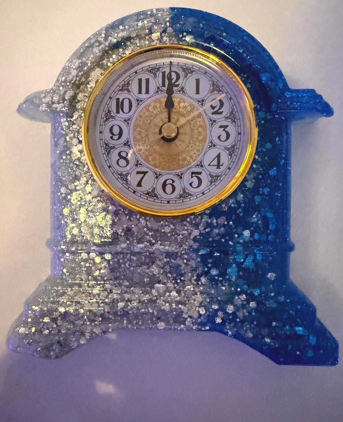 Resin Mantel Clock Blue and Silver Chunky Glitter - Etsy