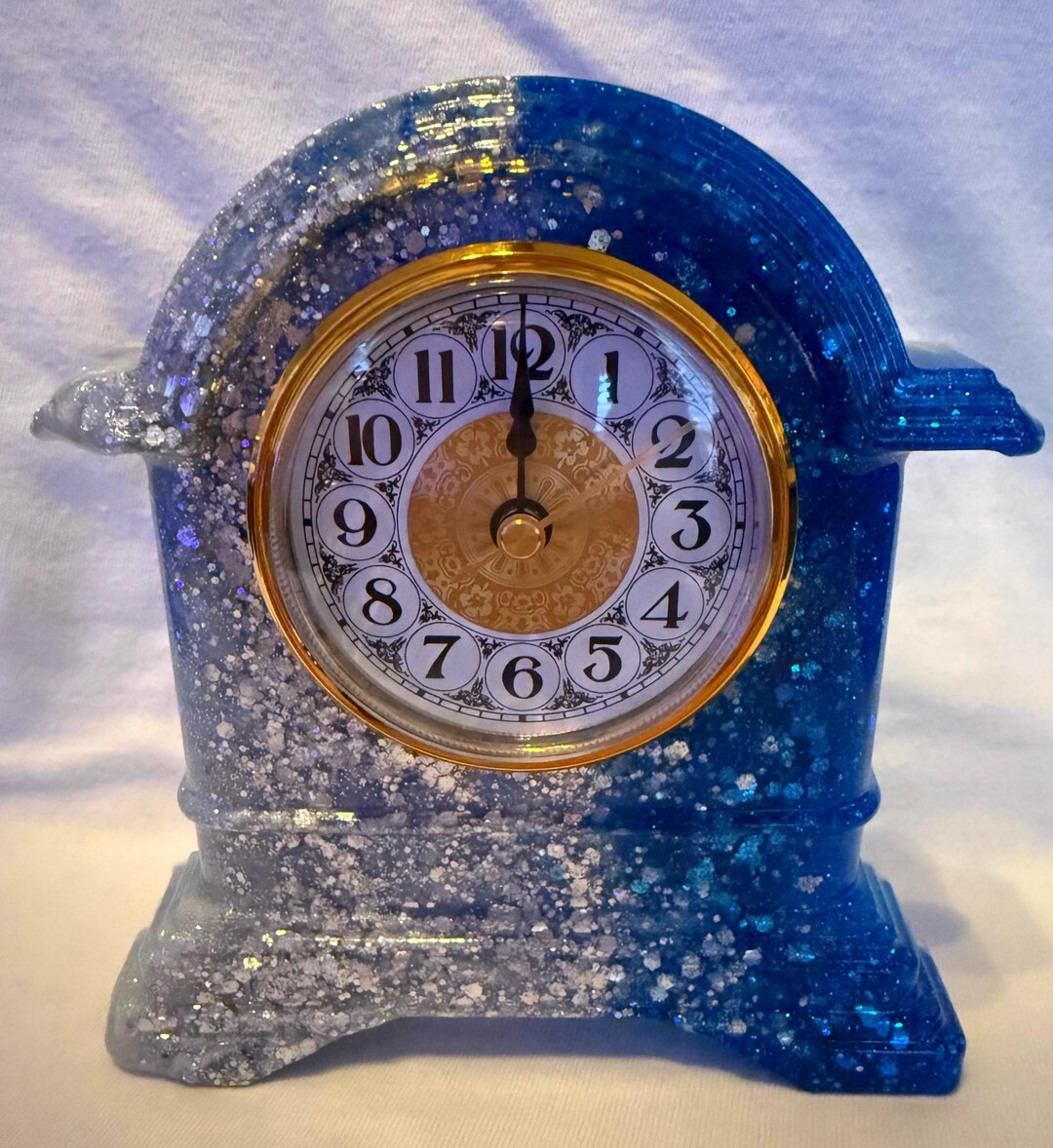 Resin Mantel Clock Blue and Silver Chunky Glitter - Etsy