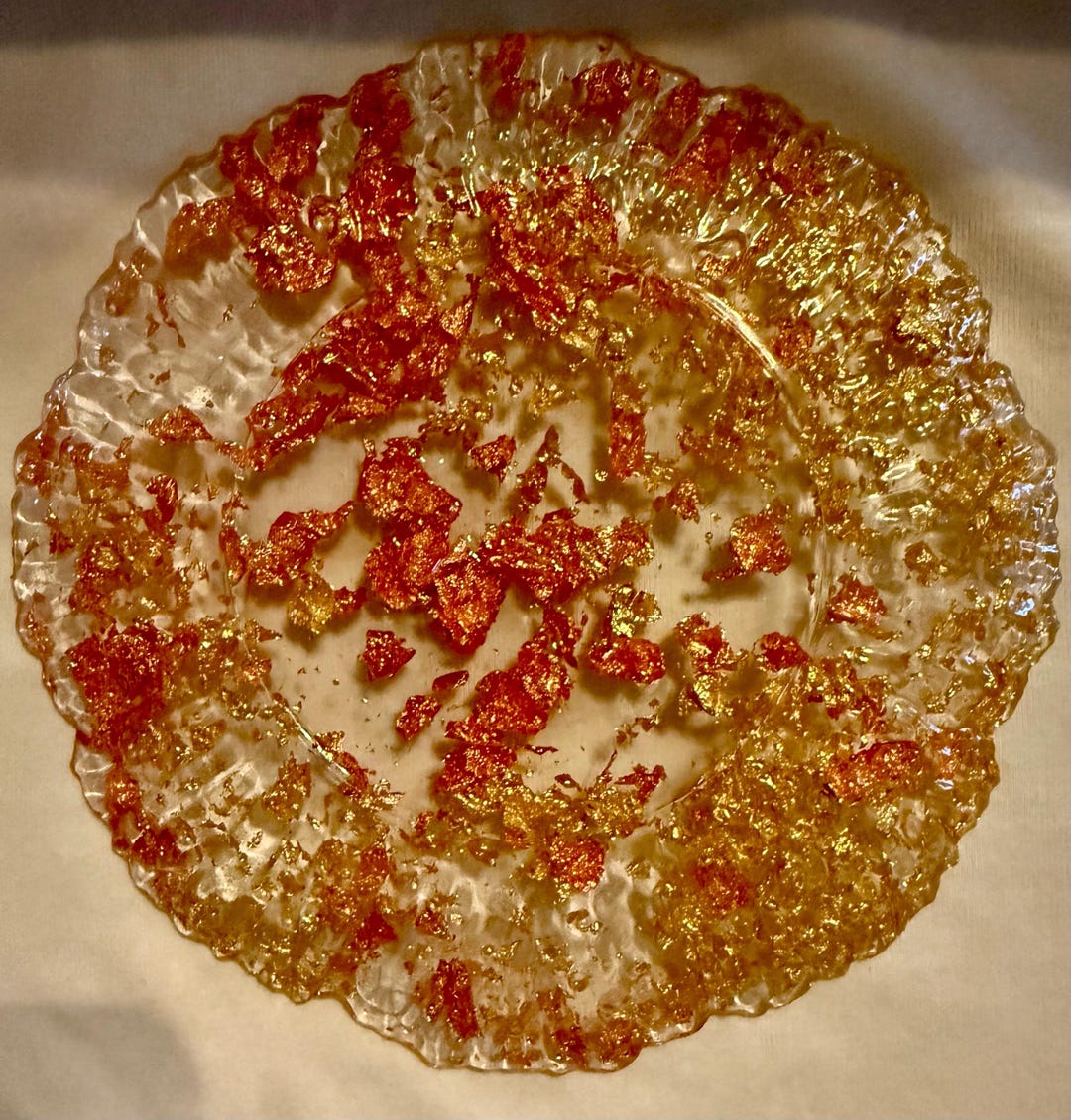 Gold & Copper Flake Resin Plate - 7 Inch Diameter - Etsy