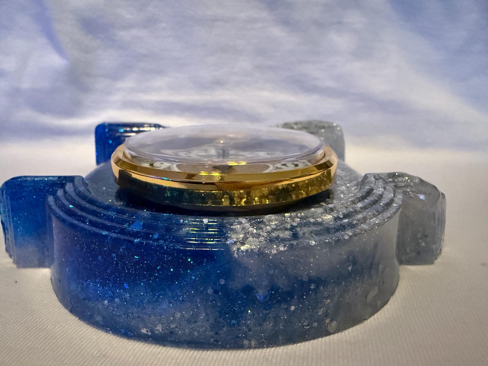 Resin Mantel Clock Blue and Silver Chunky Glitter - Etsy
