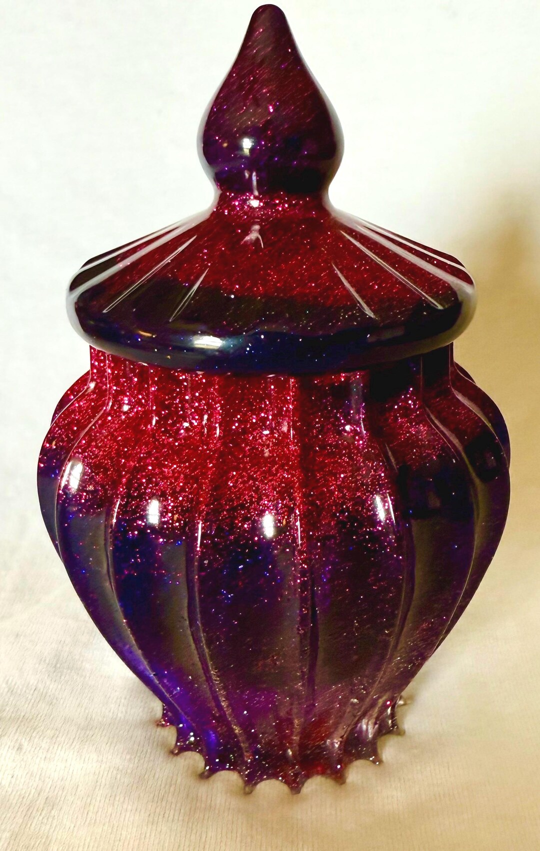 Dark Blue Resin Jar: Purple Glitter Accent, 7" Tall - Etsy