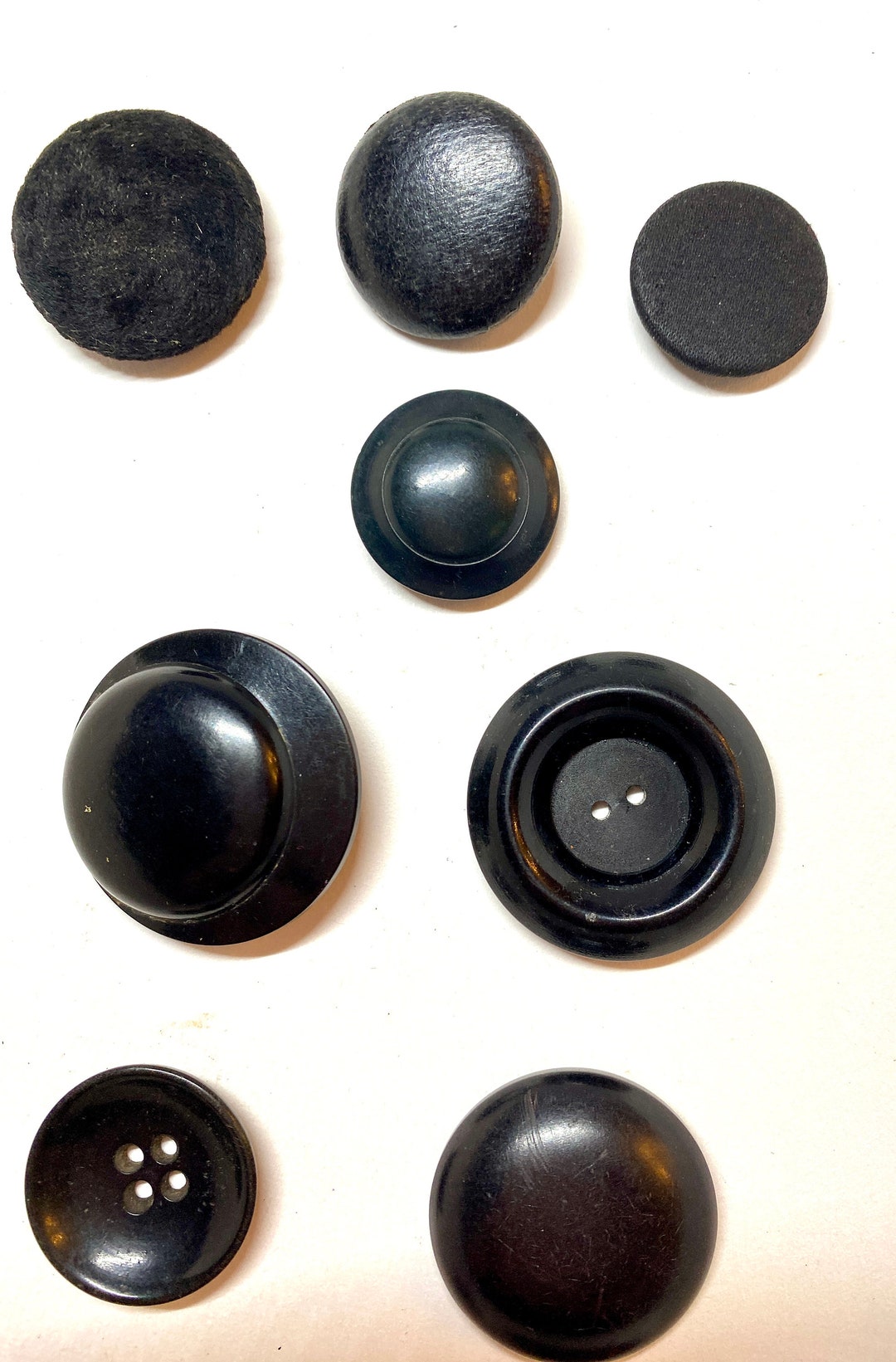 Vintage Domed Black Coat Buttons: Suede, Leather, 1930s Inlaid - Etsy