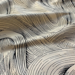 Vintage Cotton Fabric With Cream and Black Abstract Design Circa 1940 ...