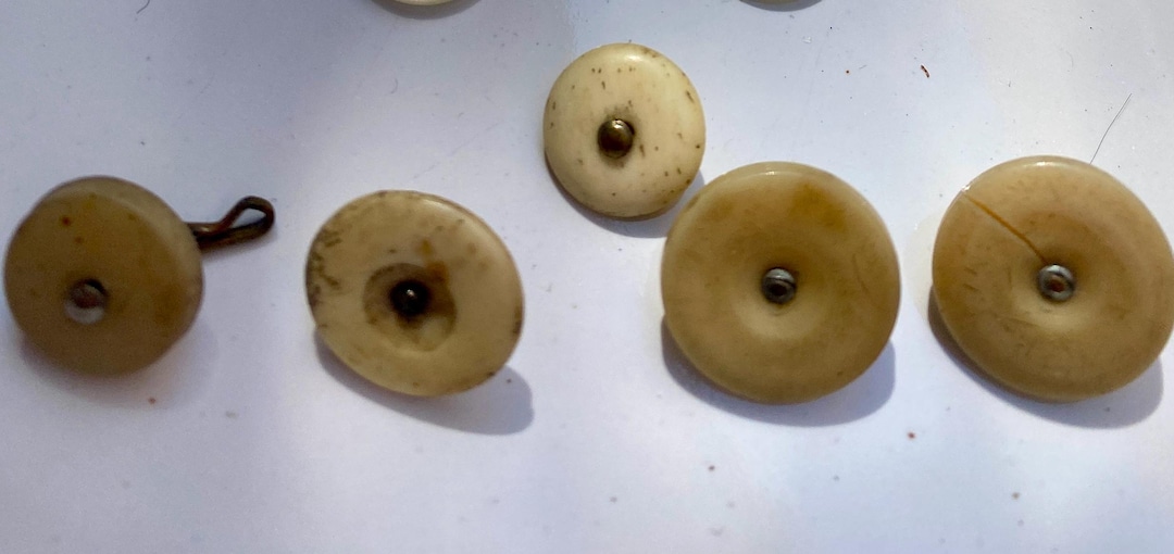 Antique Bone and Metal Shank Buttons From 20th Century - Etsy