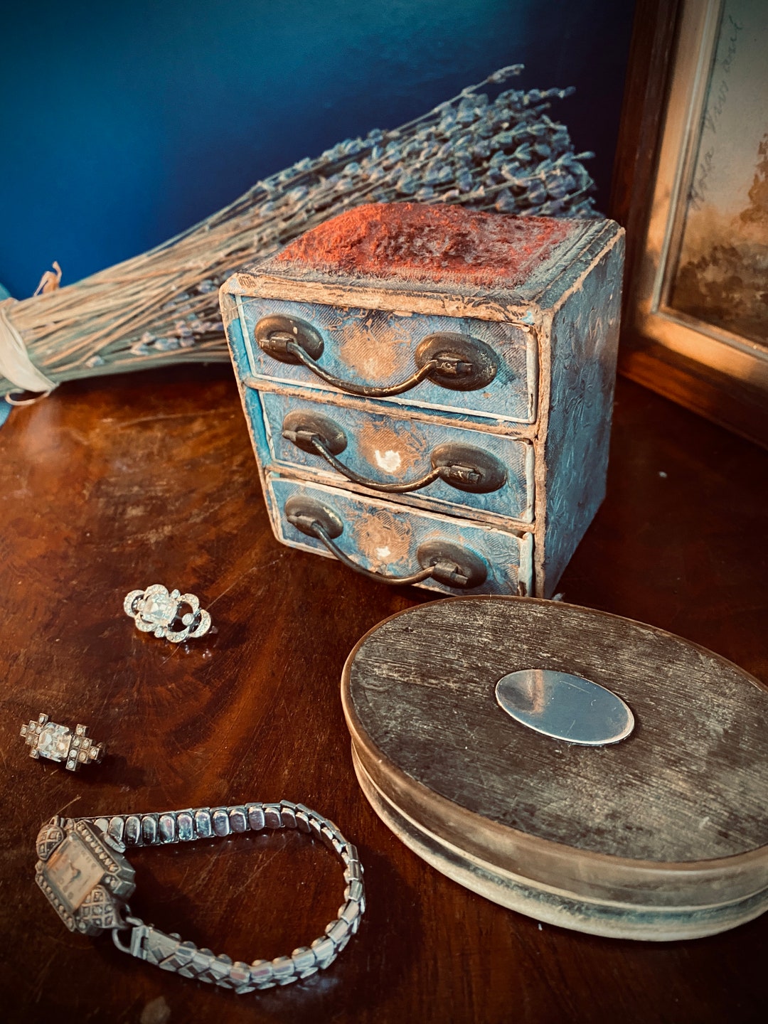 Vintage/antique Small, Three Drawer Table Top Drawer Box - Stones Style ...