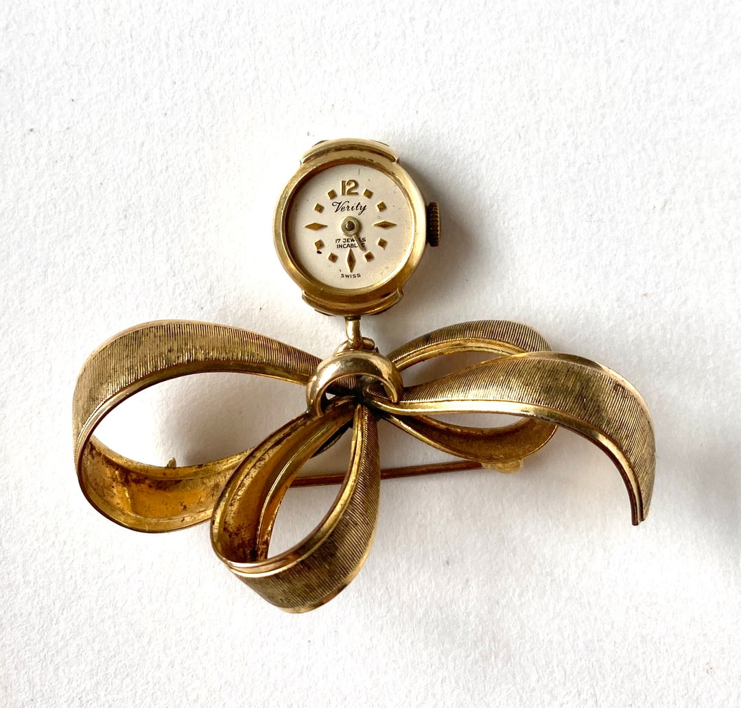 Vintage Verity Incabloc Ladies Watch With Bow Brooch - Analogue Watch ...