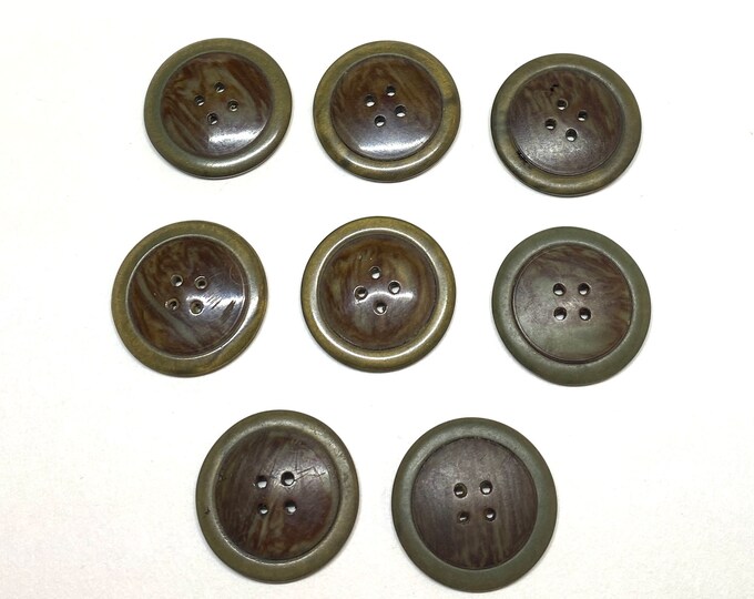 Eight Vintage Khaki and Wood Effect Buttons - Etsy