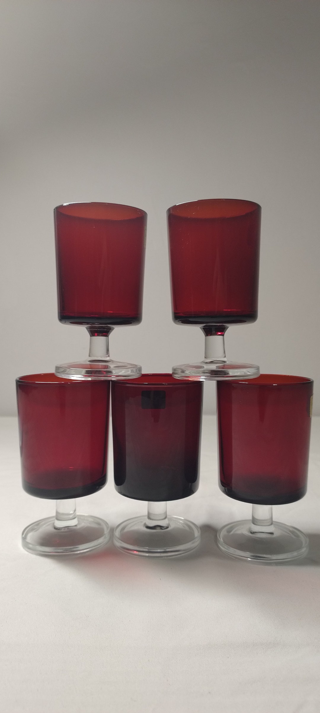 Sophisticated Luminarc Glassware From France - Burgundy Elegance - Etsy