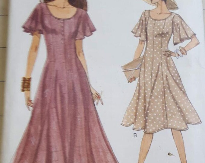 Vintage Vogue Pattern 8696 Flutter Sleeved Princess Lines Dress Sizes ...