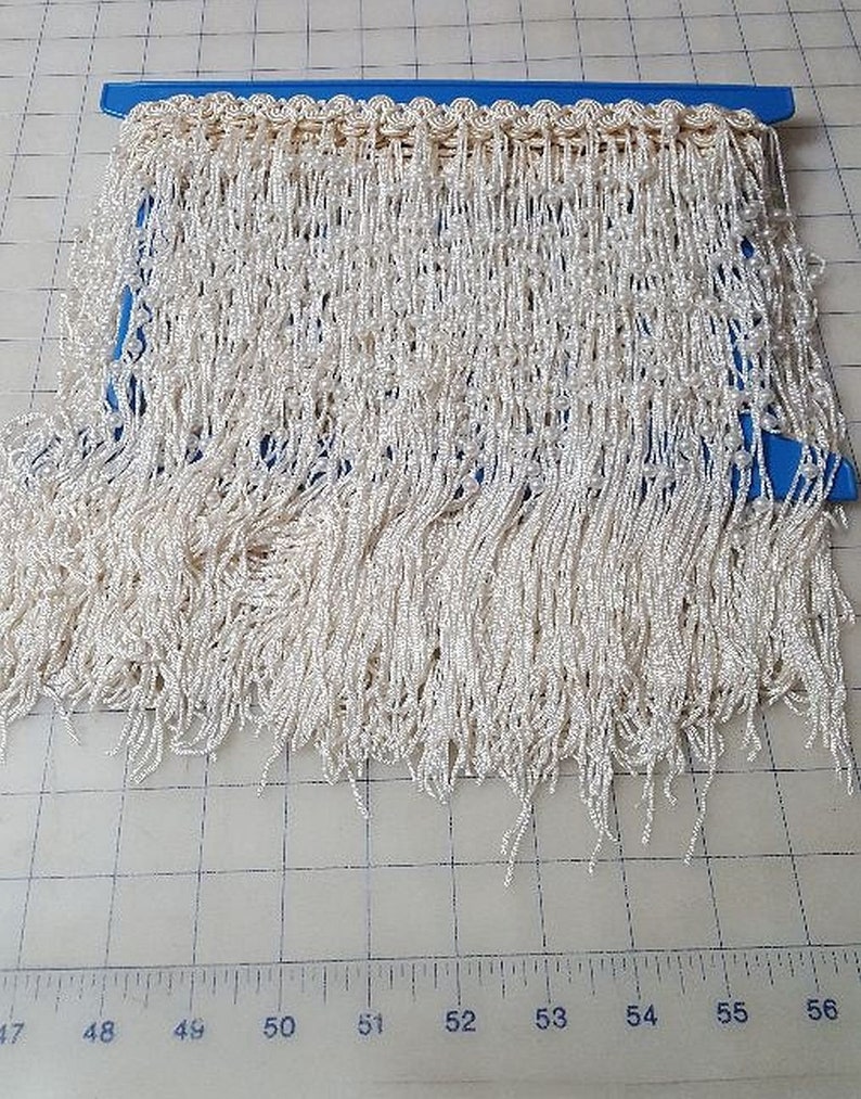 Pearl Studded 10" Wide White Fringe Vintage Trim Yardage - Etsy