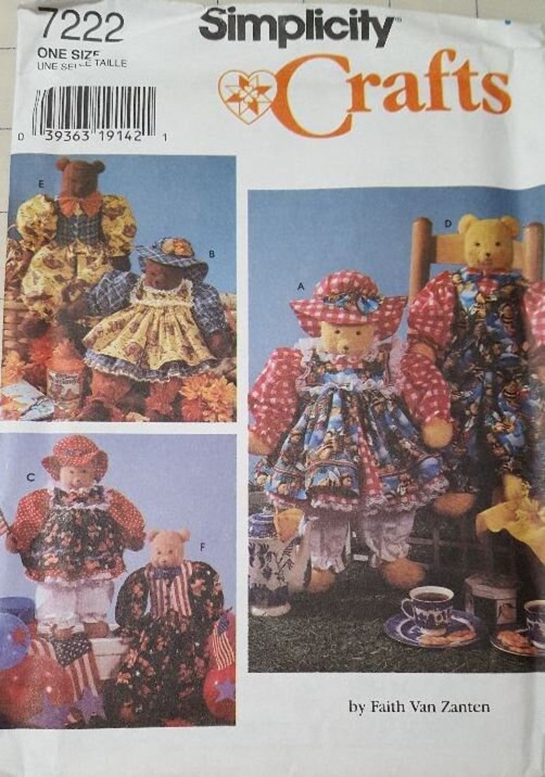 Simplicity Pattern 7222 Stuffed Bears Crafts Out-of-print Factory ...