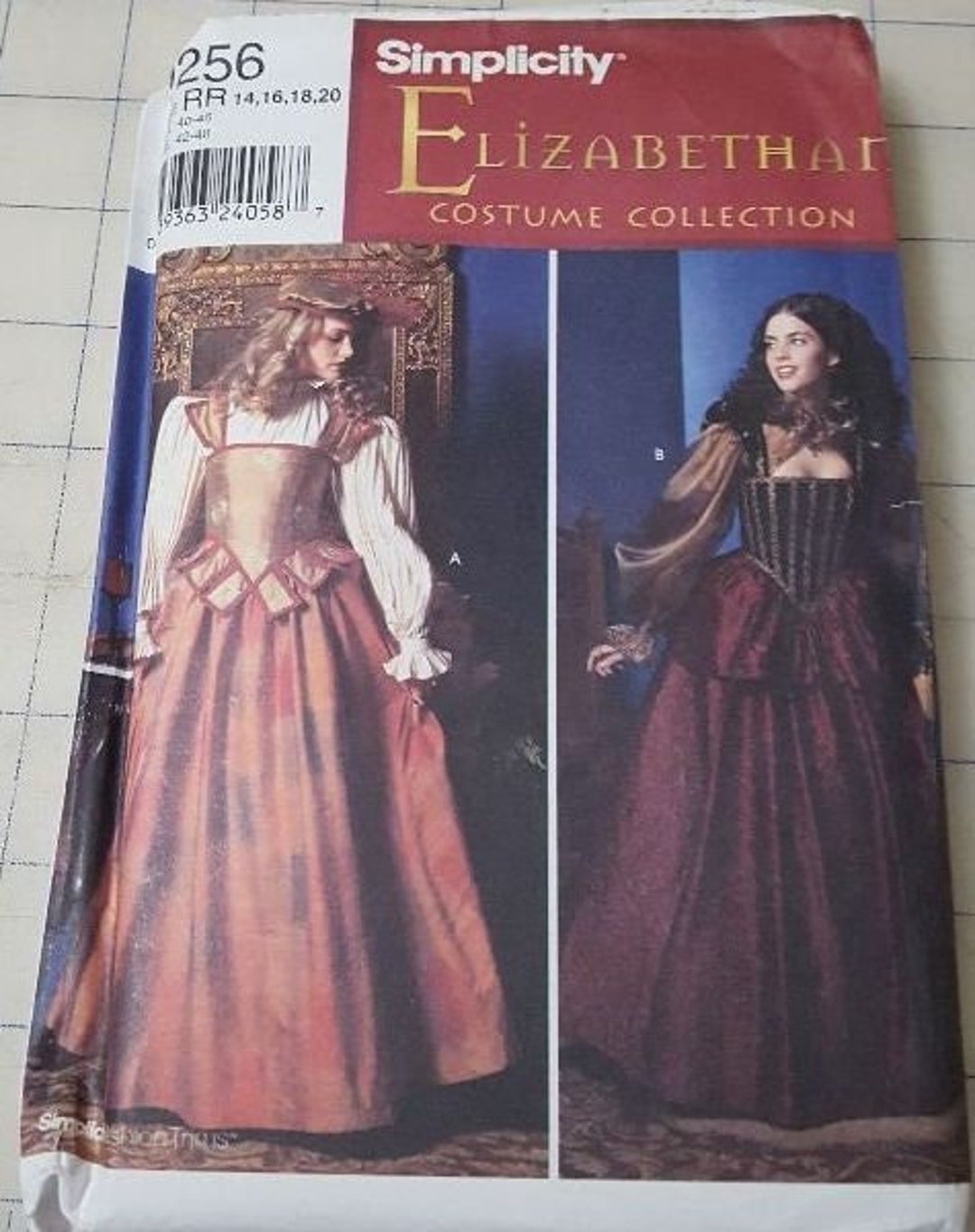 Simplicity Pattern 9256 Tudor Gown Costumes Size 14 20 Out-of-print ...