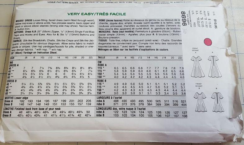 Vintage Vogue Pattern 8696 Flutter Sleeved Princess Lines Dress Sizes ...