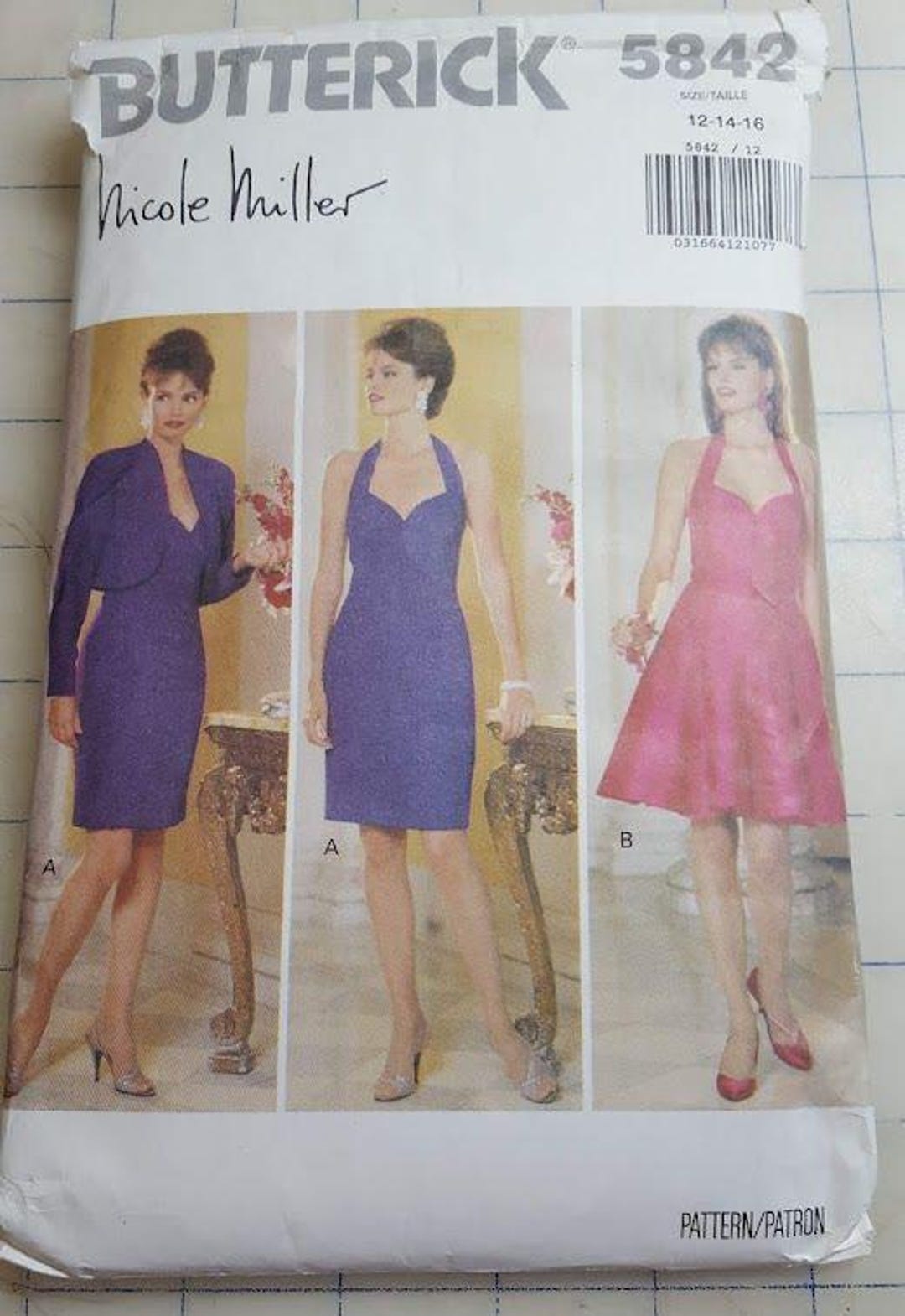 Vintage Butterick Nicole Miller Pattern 5842 Misses Dress and Cropped ...