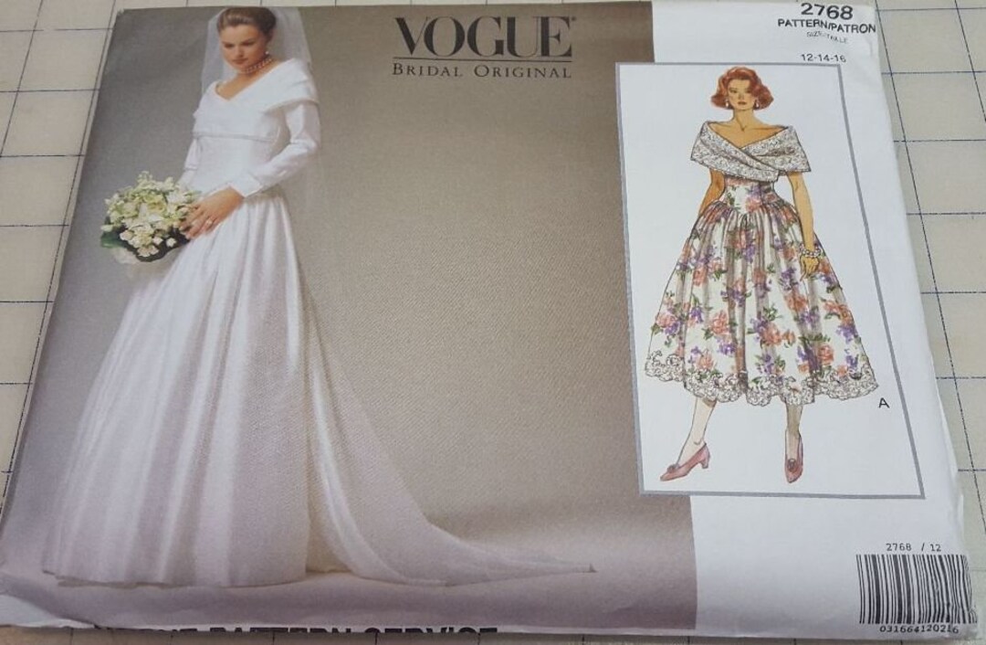 Vogue Pattern 2768 Off-shoulder Wedding Gown Sizes 12-14-16 RARE Out of ...
