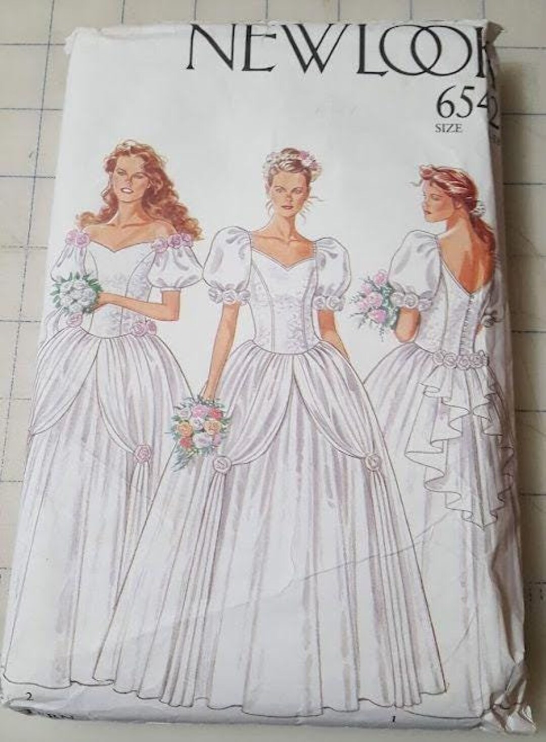 New Look Pattern 6542 Formal Wedding Gown With Overskirt and Puff ...