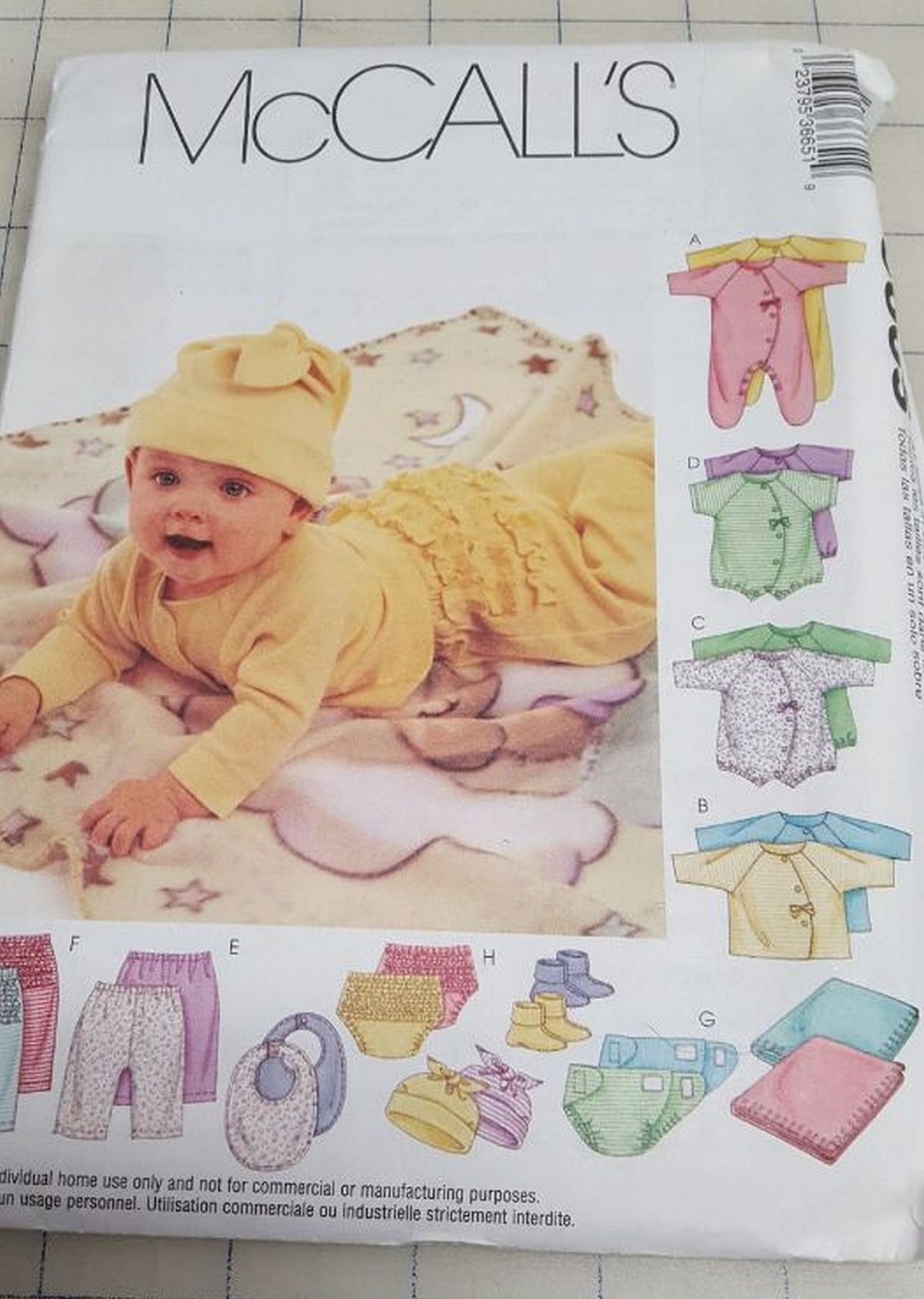 Mccalls Pattern 3665 Baby Layette, ALL Sizes From Newborn to Large, Out-of-print Factory Folded ...