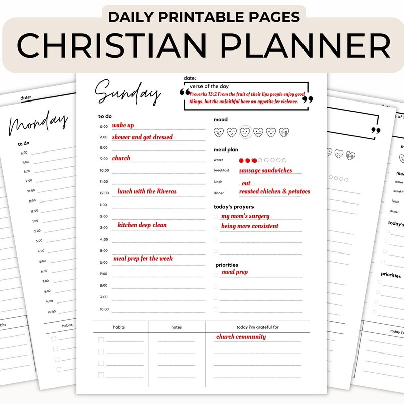 Daily Planner Printable - Etsy