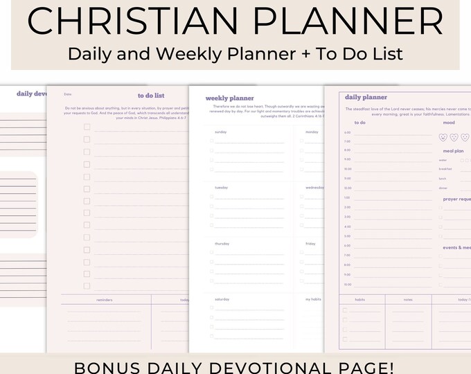 Christian Planner Printable Downloadable Faith Journal Devotional Bible ...