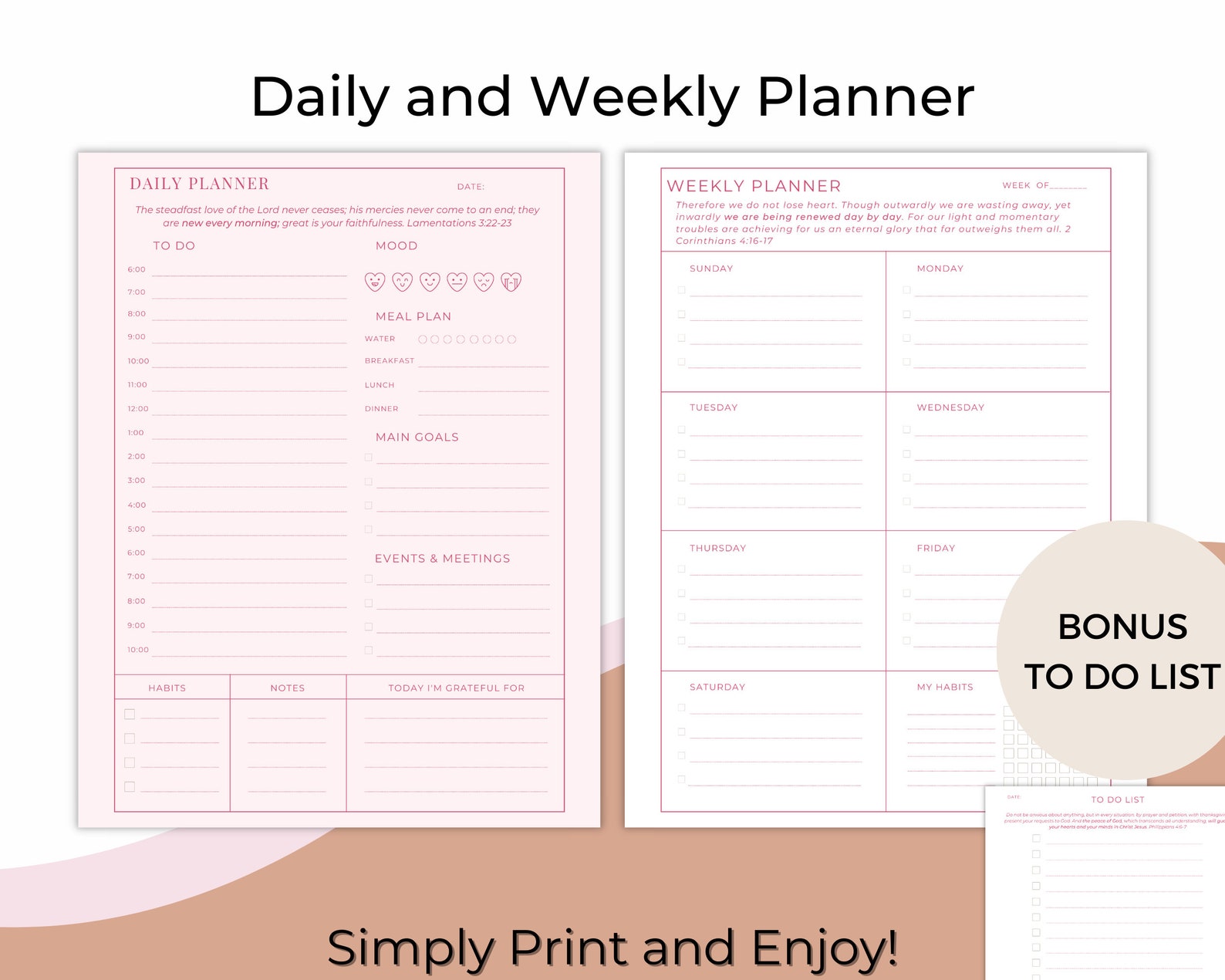 Christian Planner Printable DAILY AND WEEKLY Faith Planner Digital ...