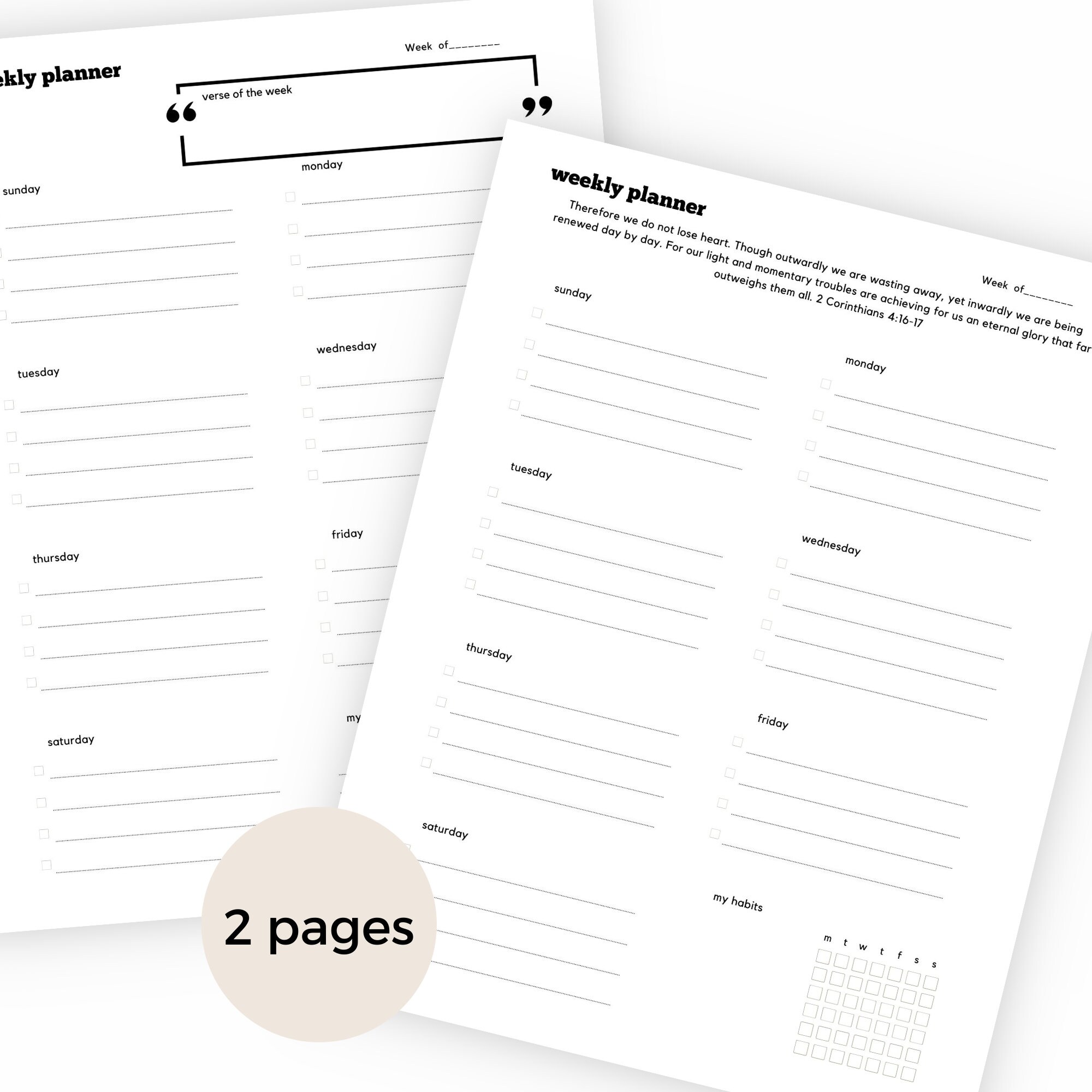 WEEKLY Planner Printable Christian Planner Daily Devotional Plan ...