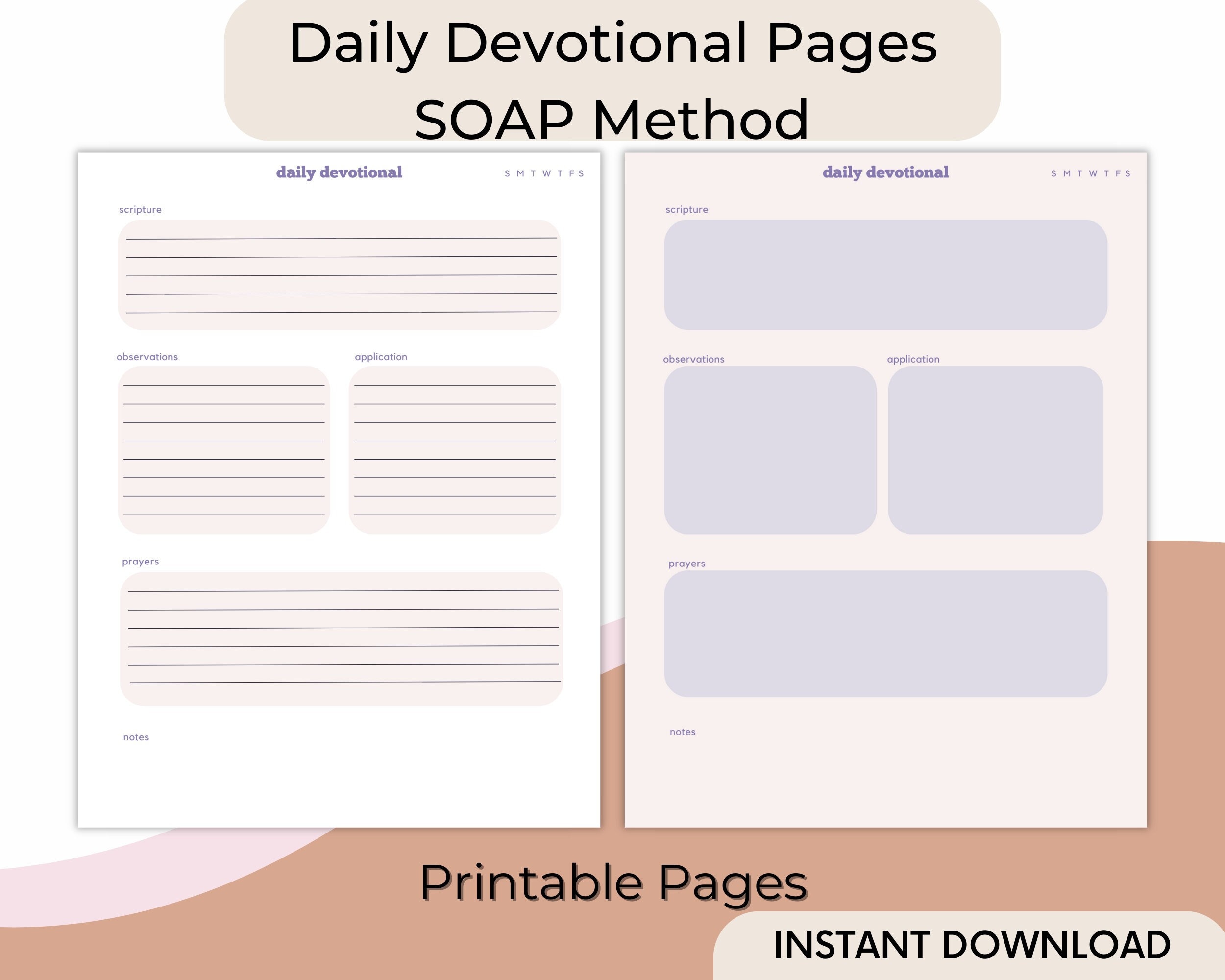 Daily Devotional Journal Printable Christian Planner Pages Bible Study ...