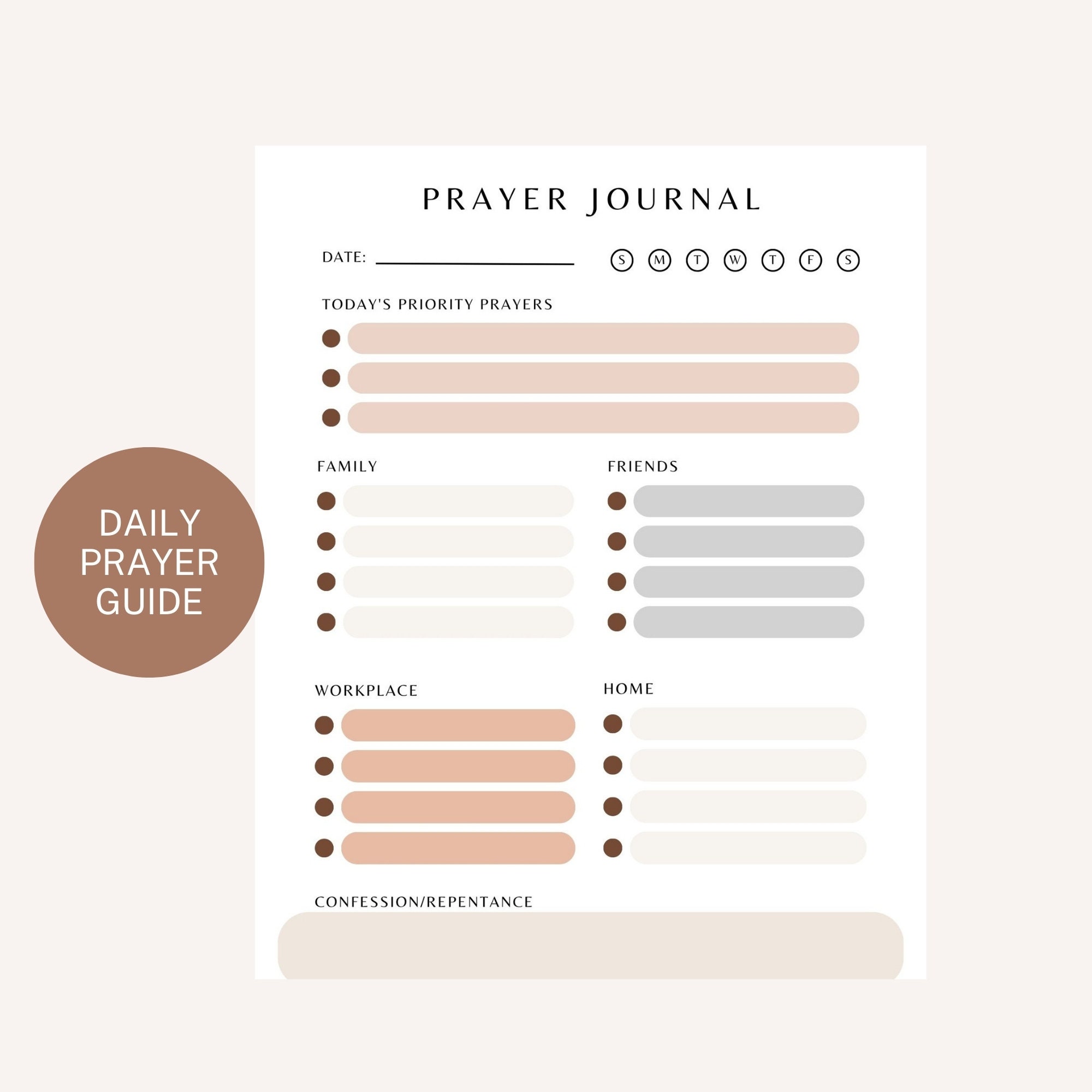 Printable Prayer Journal Guided Prayer List Daily Praying Christian ...