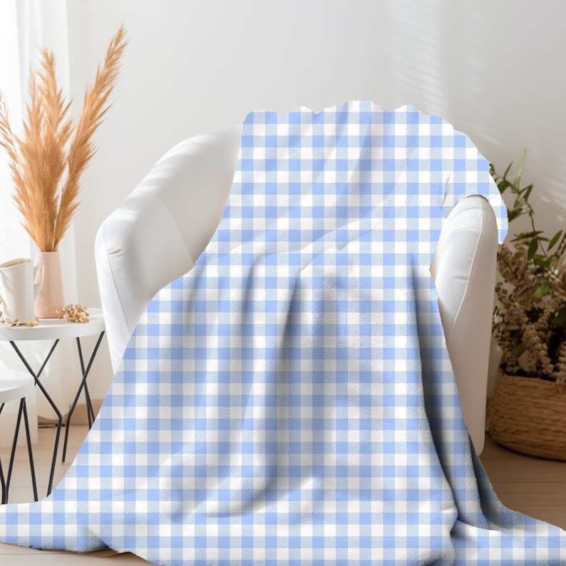 Blue Plaid Blanket Minky Blanket Pastel Plaid Throw Blanket Couch ...