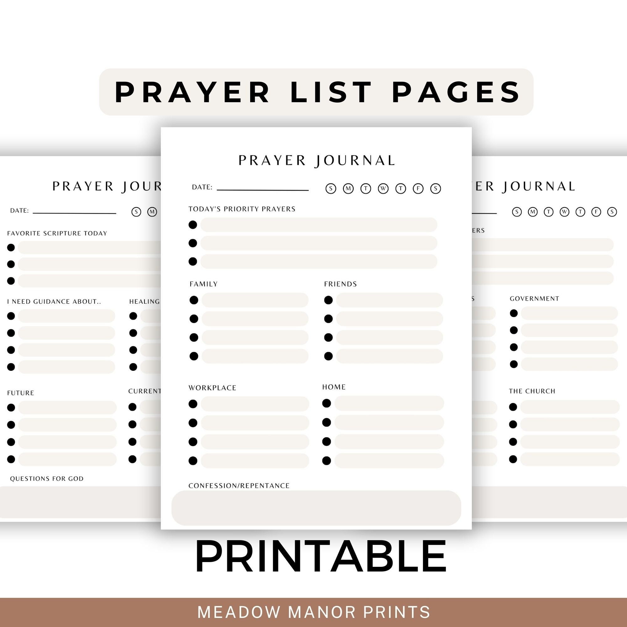 Prayer Journal Printable Prayer List Devotional Notebook Prayer Cards ...