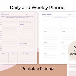 Christian Planner Printable Downloadable Faith Journal Devotional Bible ...