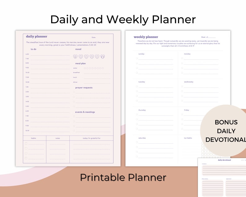 Christian Planner Printable Downloadable Faith Journal Devotional Bible ...