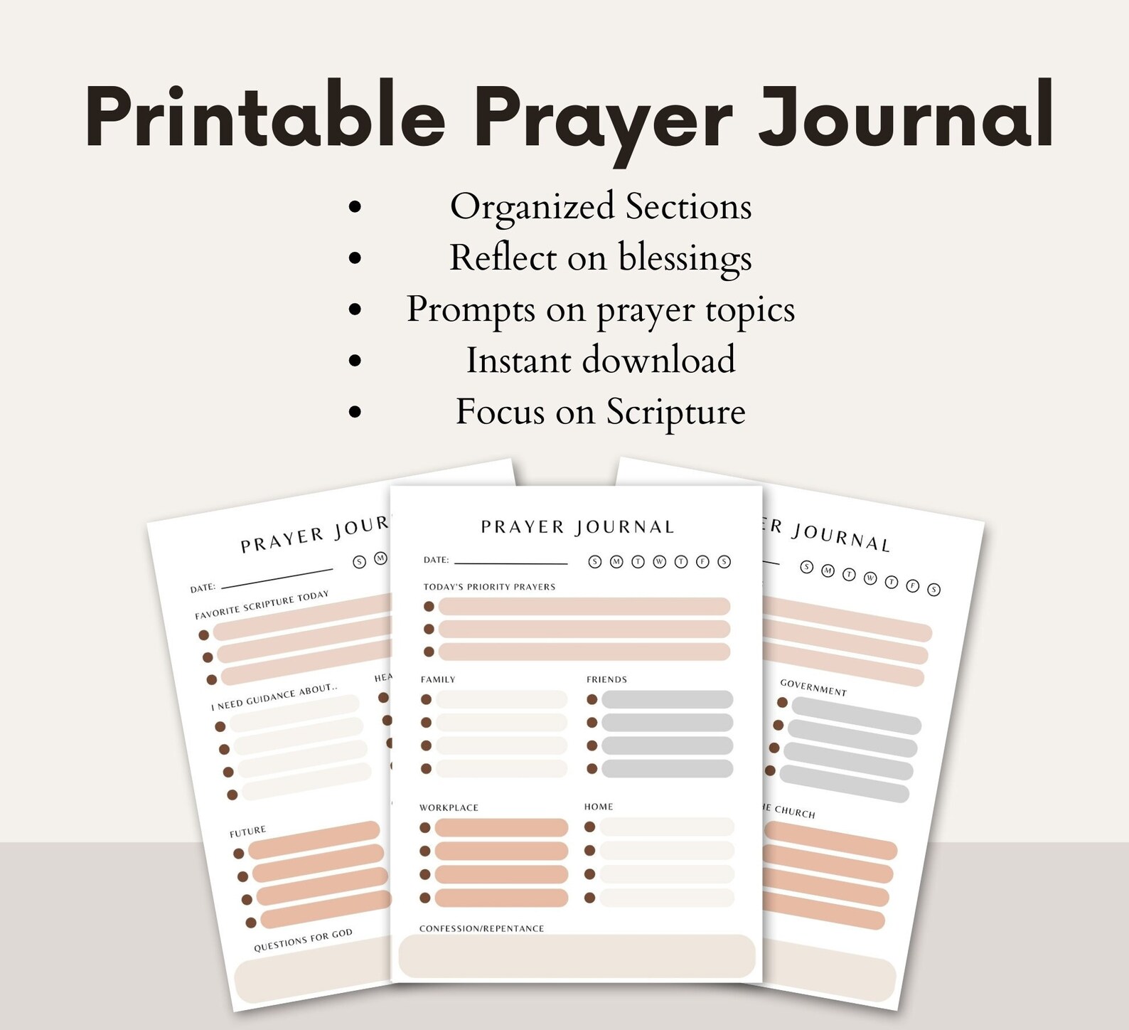 Devotional Journal Prayer Pages Guided Prayer Printable Prayer List ...