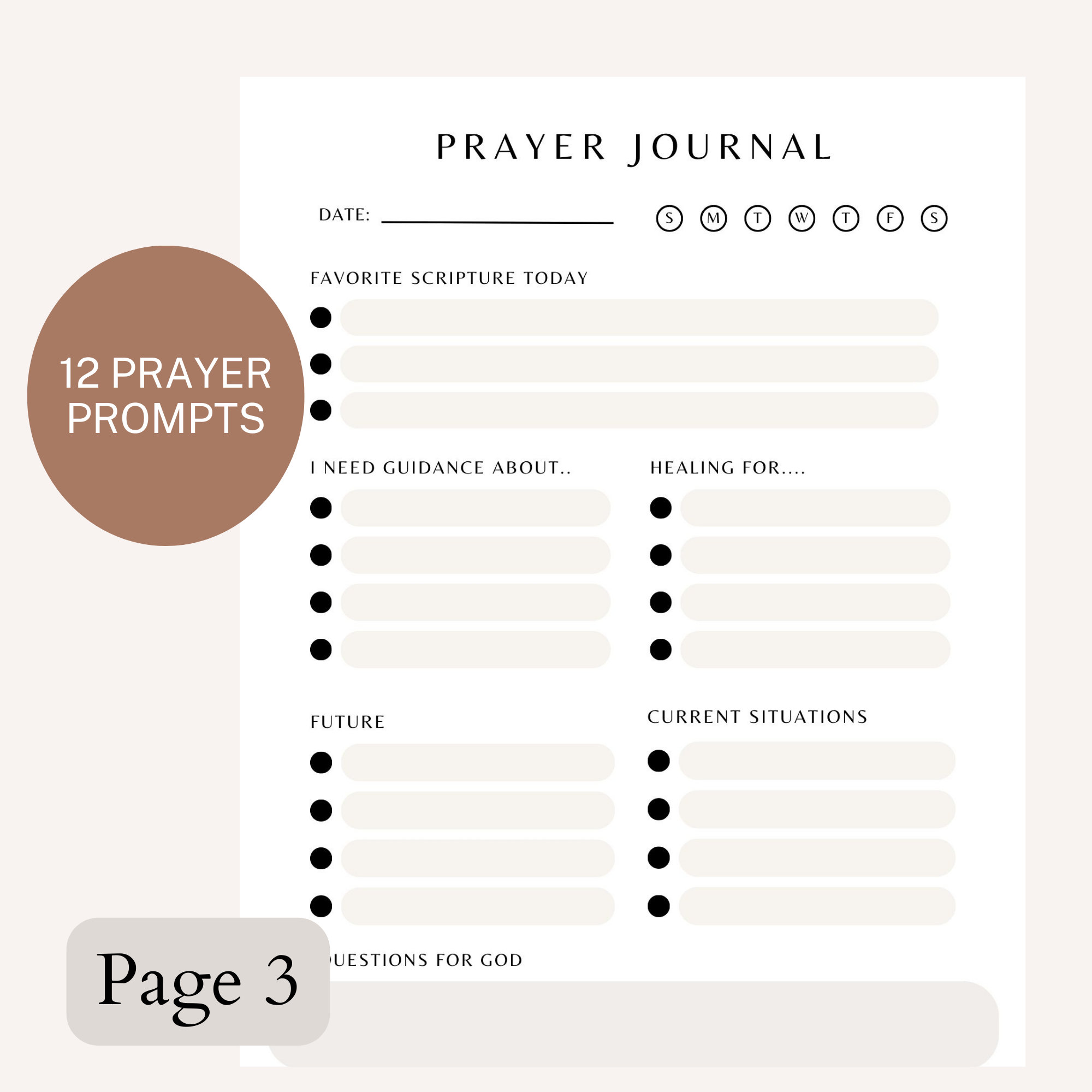 Prayer Journal Printable Pages Prayer Cards Daily Devotional Notebook ...