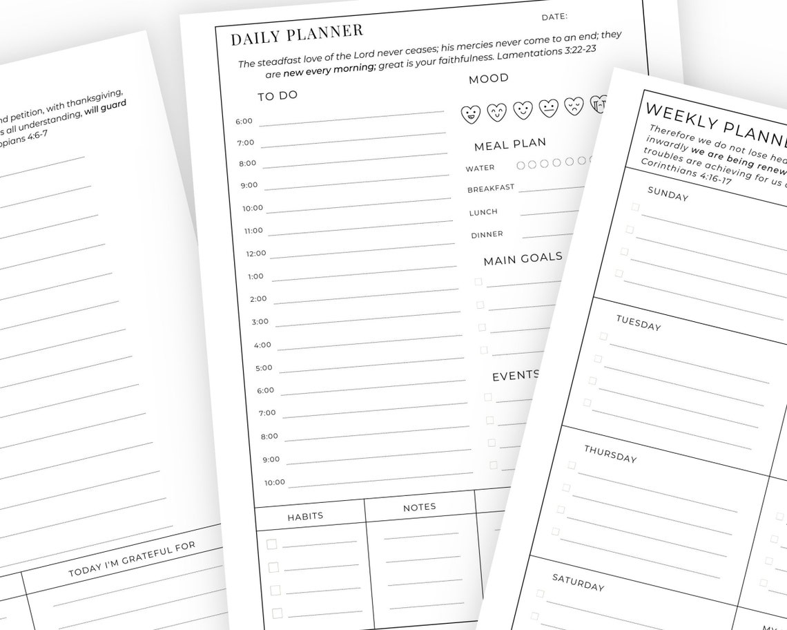 Christian Planner Printable DAILY AND WEEKLY Faith Planner Daily ...