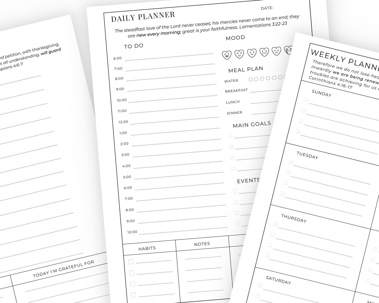 Christian Planner Printable DAILY AND WEEKLY Faith Planner Daily ...