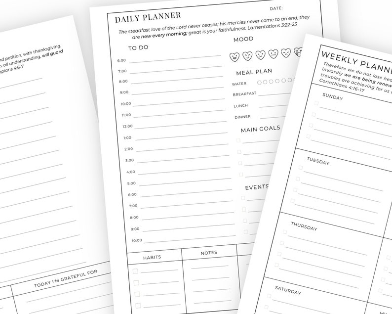 Christian Planner Printable DAILY AND WEEKLY Faith Planner Daily ...