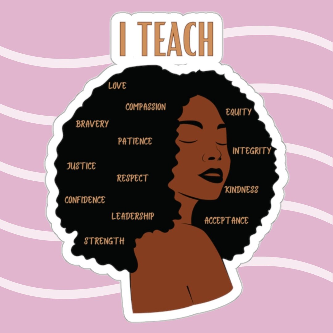 Black Woman Teacher Sticker Black Educator Laptop Decal Teacher Bday ...