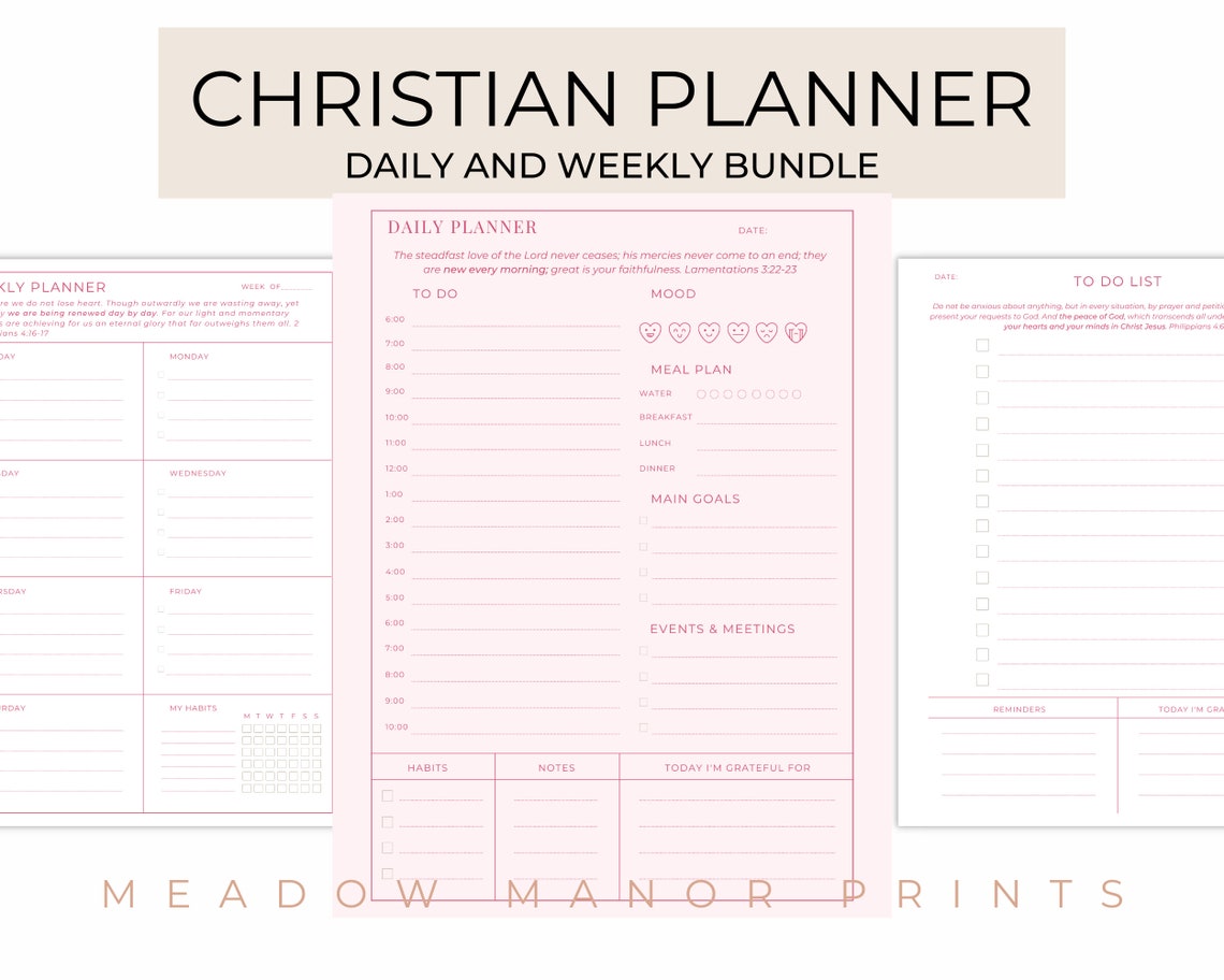 Christian Planner Printable DAILY AND WEEKLY Faith Planner Digital ...