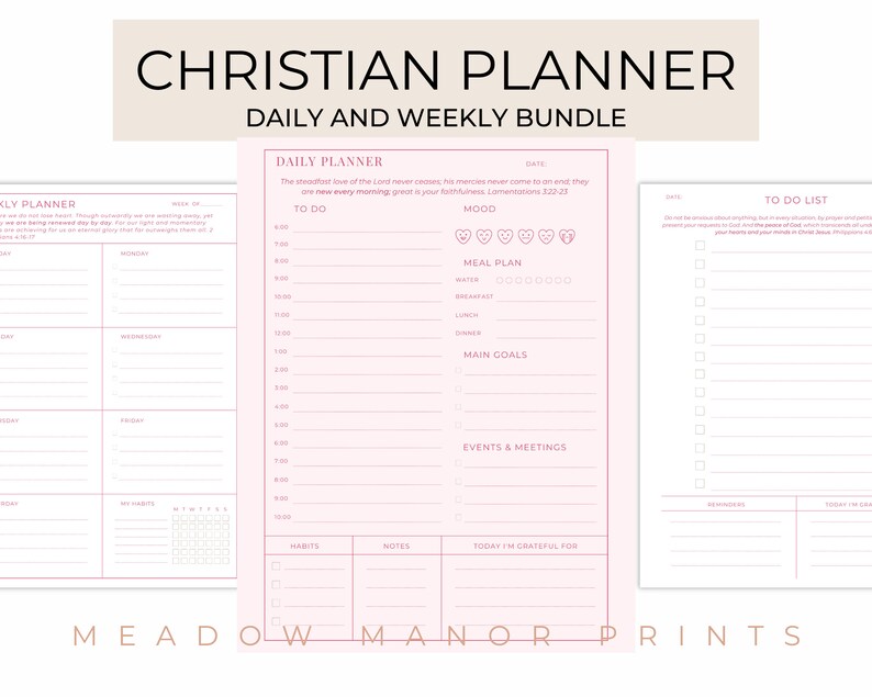 Christian Planner Printable DAILY AND WEEKLY Faith Planner Digital ...